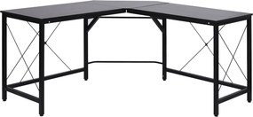 Počítačový stůl HOMCOM Rohový stůl ve tvaru L 150x150x76cm MDF černý, moderní rohový stůl pro kancelář a domácí pracovnu
