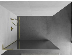 Mexen Kioto L, sprchová zástěna Walk-In 90 x 200 cm, 8mm sklo vzor zrcadlo, zlatý matný profil, 800-090-103-55-50
