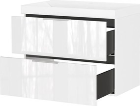 Bílá lesklá závěsná skříňka pod umyvadlo 81x65 cm Celano – Germania
