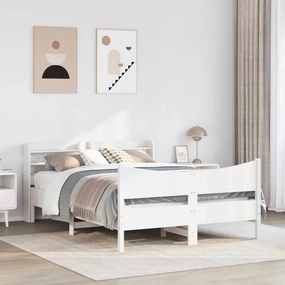 Rám postele s čelem bílý 160 x 200 cm masivní borové dřevo 3307039