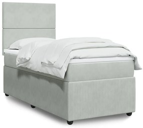 Box spring postel s matrací světle šedá 90x190 cm samet 3292208