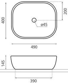 Bathco 4072 - Umyvadlo na desku OLEA 49x40 cm porcelán/bílá