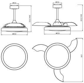 Mantra 8760 Siberia Mini, rozvinovací ventilátor se svítidlem a dálk. ovladačem, LED 40W 3000-6500K+RGB, bílá, průměr 45/91cm