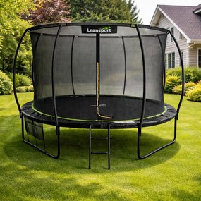 LEAN Sport Zahradní trampolína LEAN s vnitřní sítí, černo-zelená, 427 cm, 14 stop