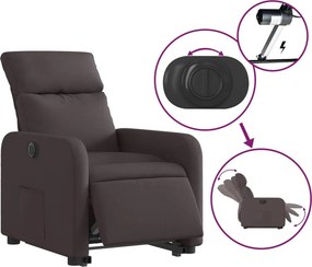 Elektrické zvedací polohovací křeslo tmavě hnědé textil 3206722