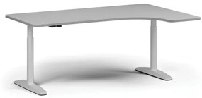 Výškově nastavitelný stůl OBOL, elektrický, 675-1325 mm, levý/pravý, deska 1800x1200 mm, bílá zaoblená podnož, šedá