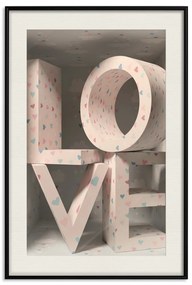 Plakát Láska ve srdíčkách - texty ve tvaru srdíček s 3D efektem na světlém pozadí