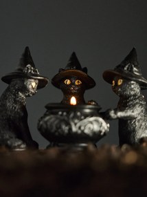 Sinsay - Halloweenový svícen na čajovou svíčku ve tvaru koček s kotlíkem - černá