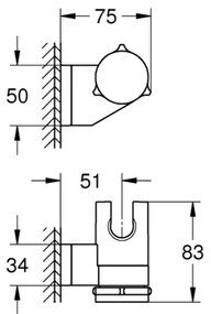 GROHE 261832431 - Nástěnný držák sprchy VITALIO UNIVERSAL černá