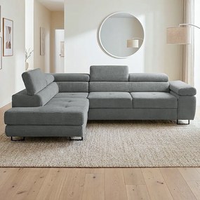 Sedací souprava GREIZ | 203x275 cm | levá | rozkládací + úložný prostor | lincol 85D šedá | 3D manšestr