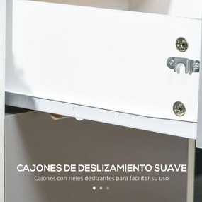 HOMCOM zásuvková jednotka se 3 zásuvkami – kancelářský file cabinet s kolečky, zámkem a 2 klíči pro domácí kancelář 40x40x63,5 cm bílá a šedá