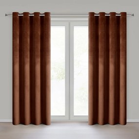 ZATEMŇOVACÍ ZÁVĚS NA KROUŽCÍCH MELANIE 140X250 CM SVĚTLE HNĚDÝ