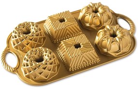 Nordic Ware forma na 6 malých bábovek Geo Bundtlette zlatá 6x160 ml