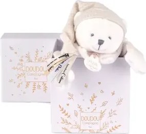 Doudou Dárková sada Plyšový muchláček medvídek s čepičkou béžový 25 cm