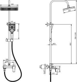 Aqualine Aqualine, FLERY sprchový sloup s pákovou baterií, otočným ramínkem, chrom, FY690