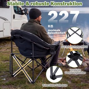 Costway Skládací kempingové křeslo 227 KG Heavy Duty polstrované skládací křeslo