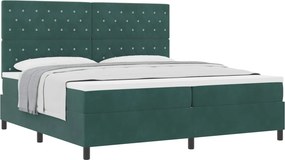 Postel s boxspringem s matrací Tmavě zelená 200 x 200 cm samet 3339791