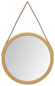 Nástěnné zrcadlo s popruhem zlaté Ø 45 cm - Default Title