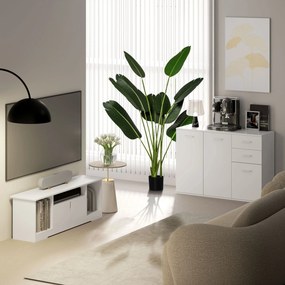 HOMCOM Kuchyňská Komoda se 2 Dveřmi a 2 Zásuvkami v Moderním Stylu pro Jídelnu 106x35x76cm Leskle Bílá