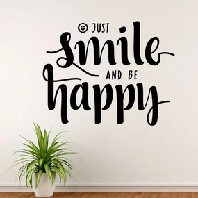 Just smile and be happy - vinylová samolepka na zeď 80x63cm
