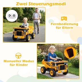 Costway 24 V dětský elektrický sklápěč 4 kolový stavební stroj s vyklápěcí