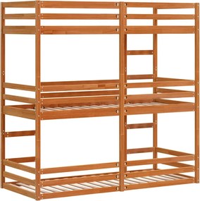 Třípatrová postel voskově hnědá 80x200 cm masivní borové dřevo 3284253