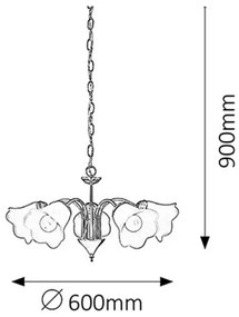Rabalux RAFAELLA závěsný lustr max. 5x40W | E14 | IP20 - zlatá