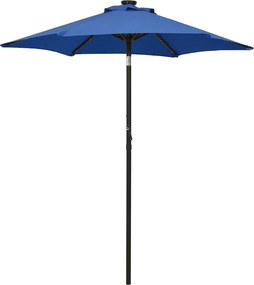 Zahradní slunečník s LED osvětlením azurový 200 x 211 cm hliník 313564