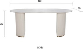 Jídelní stůl Modig 180 cm eko kůže ecru/mramor