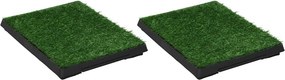 Toalety pro psy 2 ks s nádobou a umělou trávou zelené 63x50x7cm 170767