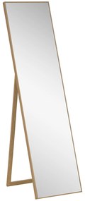 HOMCOM Stojací zrcadlo s dřevěnou strukturou Zrcadlo v plné délce Toaletní zrcadlo Make-up zrcadlo Stříbrná světle hnědá 40 x 35 x 147 cm do ložnice …