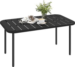 Outsunny obdélný ocelový odkládací stolek — odolný venkovní konferenční/boční stolek na balkon, zahradu, terasu a do obývacího pokoje, 90 × 50 × 43 cm