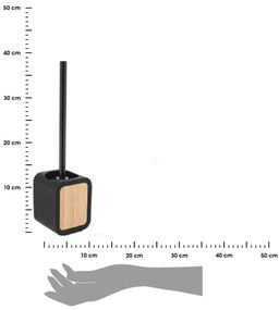 WC kartáč Tempesti, černá/s dřevěnými prvky