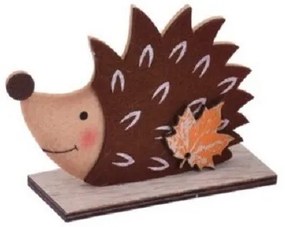 Dekorativní ježek na podstavci, hnědý 11x8 cm