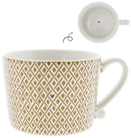 Bastion Collections Porcelánový hrnek Little Check Caramel 300 ml, hnědá barva, porcelán