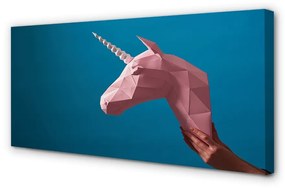Obrazy na plátně Růžový jednorožec origami 100x50 cm