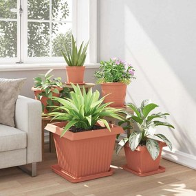 Květináče 24 ks Cihlově červená Plast 3403310