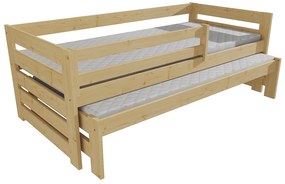 Vomaks Dětská postel s výsuvnou přistýlkou DPV 007 se zábranou Rozměr: 90 x 180 cm, Barva: barva šedá