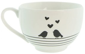 Porcelánový šálek s podšálkem s ptáčky Love Birds – 12x9x7 cm