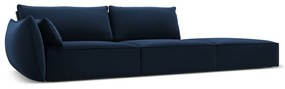 Tmavě modrá sametová pohovka levý roh 264 cm Vanda – Mazzini Sofas