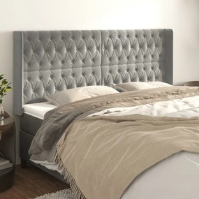 Čelo postele typu ušák světle šedé 183x16x118/128 cm samet 3119976