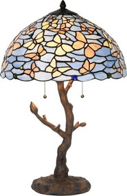 Modrá stolní lampa Tiffany Butterflies - Ø 40*60 cm