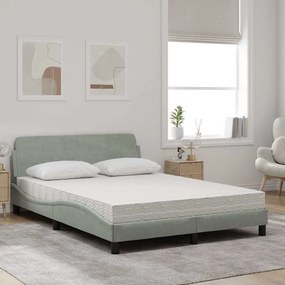 Postel s matrací Dover světle šedá 140 x 190 cm samet 3208391