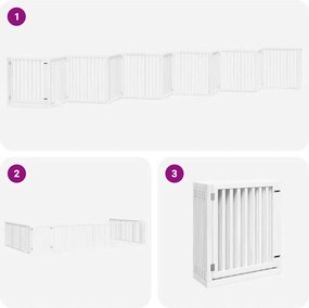 Zábrana pro psy s dvířky skládací 12 panelů bílá 960 cm topol 3155680