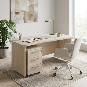 Ergonomický stůl TopOffice 180 x 94,8 cm, levý, akát světlý