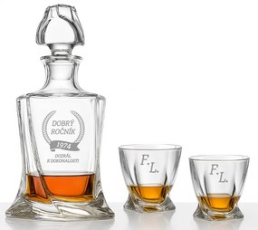 Dekorant Bohemia Crystal křišťálový whisky set s gravírováním DOBRÝ ROČNÍK 1+2
