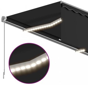 Ručně zatahovací markýza s roletou a LED 500x300 cm Dekorhome Bílá / žlutá