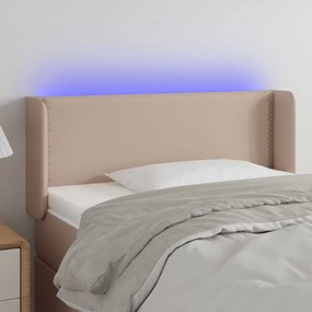 Čelo postele s LED cappuccino 83 x 16 x 78/88 cm umělá kůže