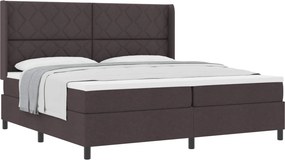 Postel s boxspringem s čelo Tmavě hnědá 200 x 200 cm textil 3341731
