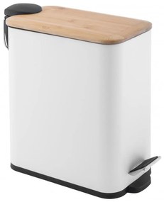 Erga Moby, obdélníkový odpadkový koš 5l na postavení, Soft-Close zavírání, bílá matná-přírodní hnědá, ERG-YKA-CH.MOBY-5-WHT